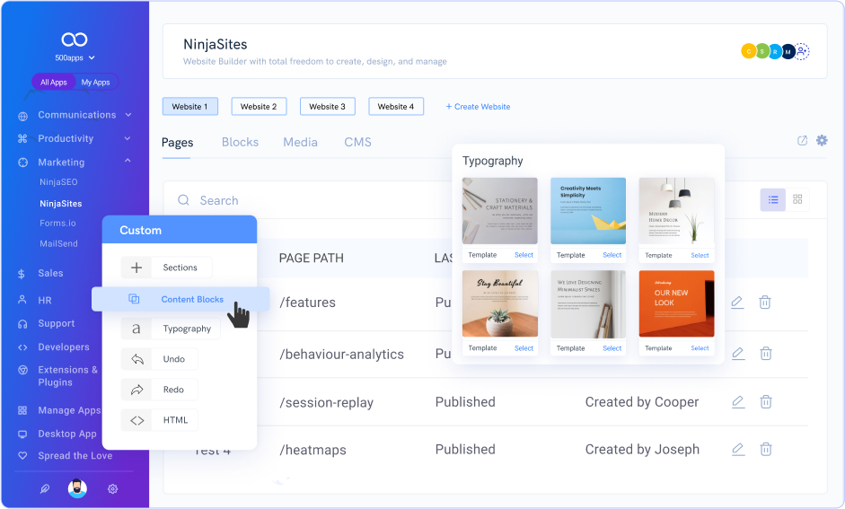 Drag And Drop Builder Ninjasites By 500apps